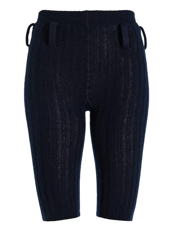 Prada Ribbed Knit Cotton Knee-length Shorts - Blue