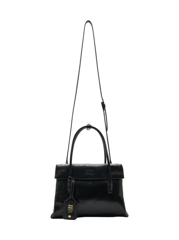 Miu Miu Solitaire Small Leather Tote Bag - Black