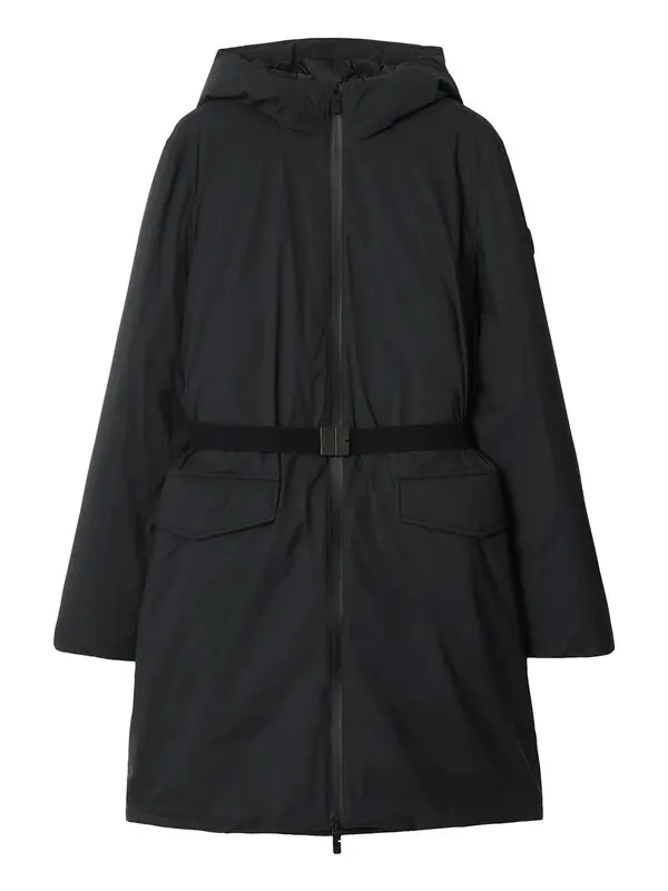 Burberry Down Mid-length Hooded Nylon Coat - Black