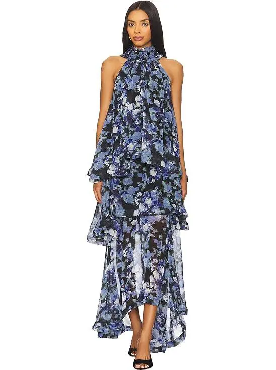 ELLIATT Briony Gown - Printed Blue Georgette