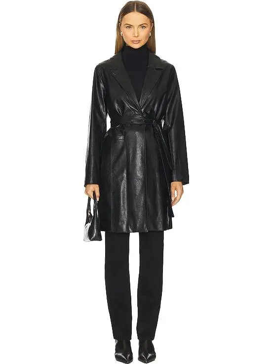 Sanctuary Vegan Leather Coat - Black