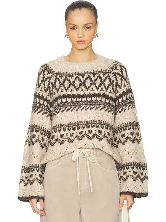 Sanctuary Fairisle Crew Neck Sweater - Light Oat Multi