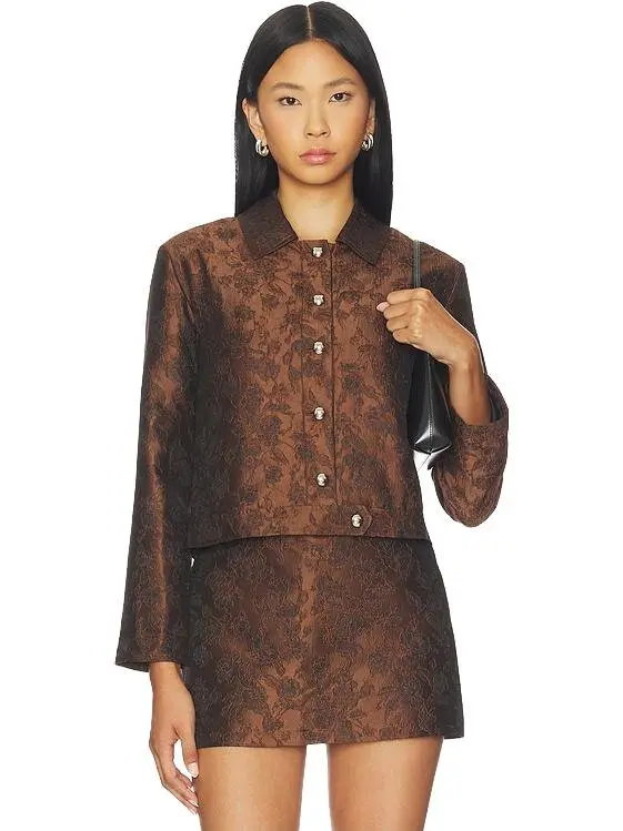Amanda Uprichard X Preston Jacquard Jacket - Chocolate Brown