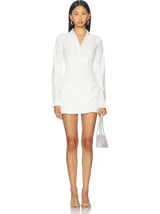 GUIZIO Corset Shirt Dress - White