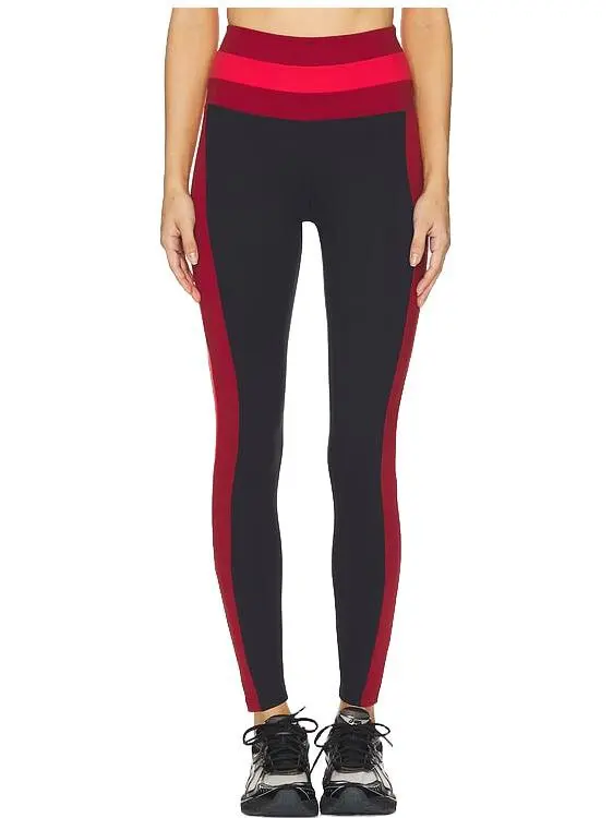 Beach Riot Mariella Legging In Black - Redwood Colorblock