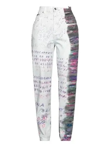 Dolce & Gabbana Denim Jeans With Glittered Detailing - Grey