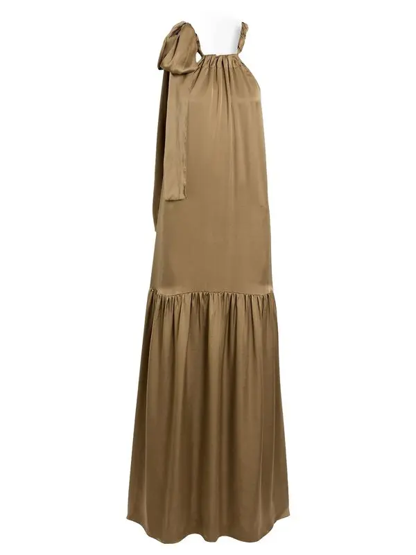 Veronica De Piante Harper Silk-charmeuse Maxi Dress - Army Green