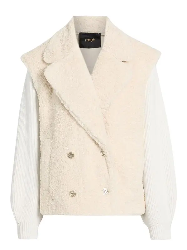 Maje Double-breasted Paneled Jacket - Beige