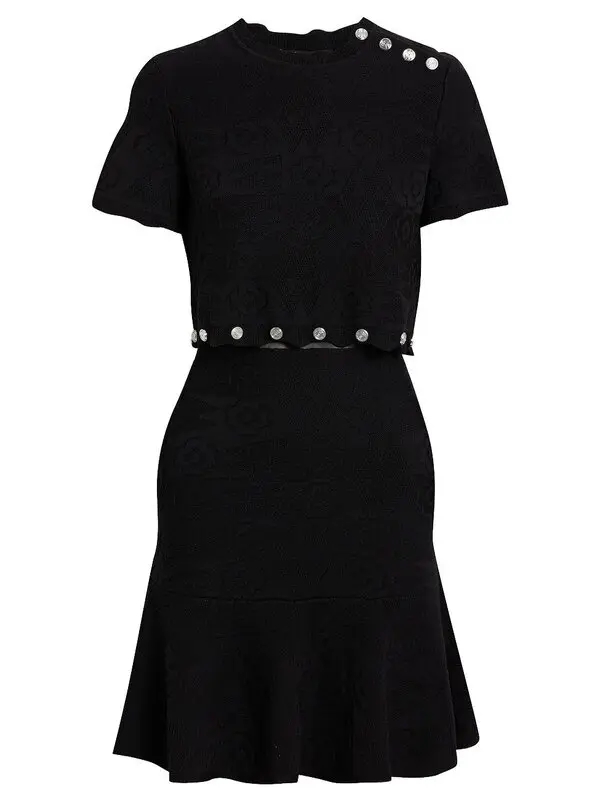 Maje Button-detailed Knitted Mini Dress - Black
