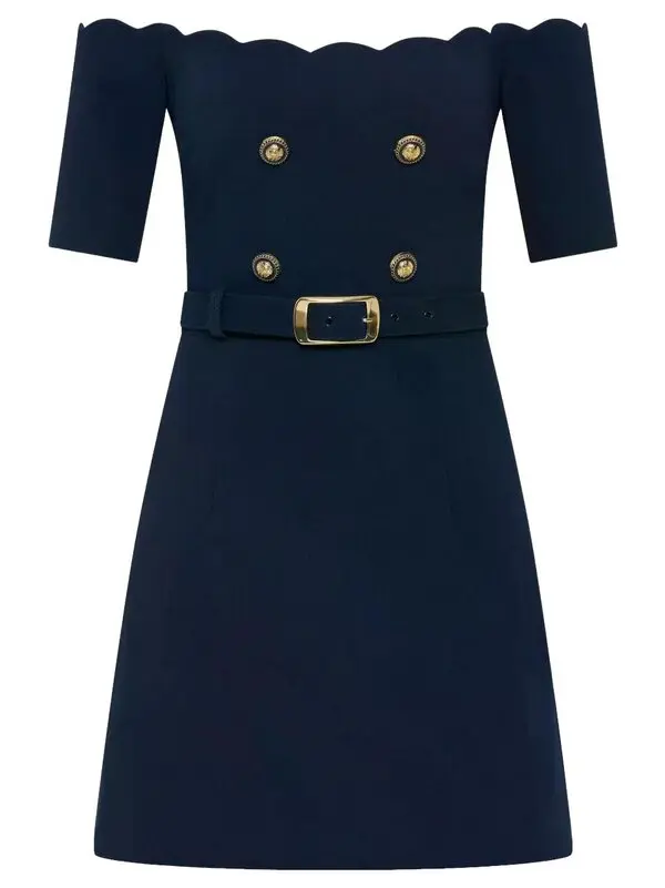 Rebecca Vallance Off-shoulder Belted Dress - Blue