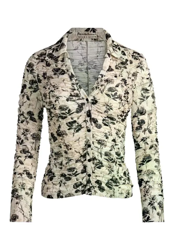 Alice + Olivia Portia Floral Button-down Shirt - Neutrals