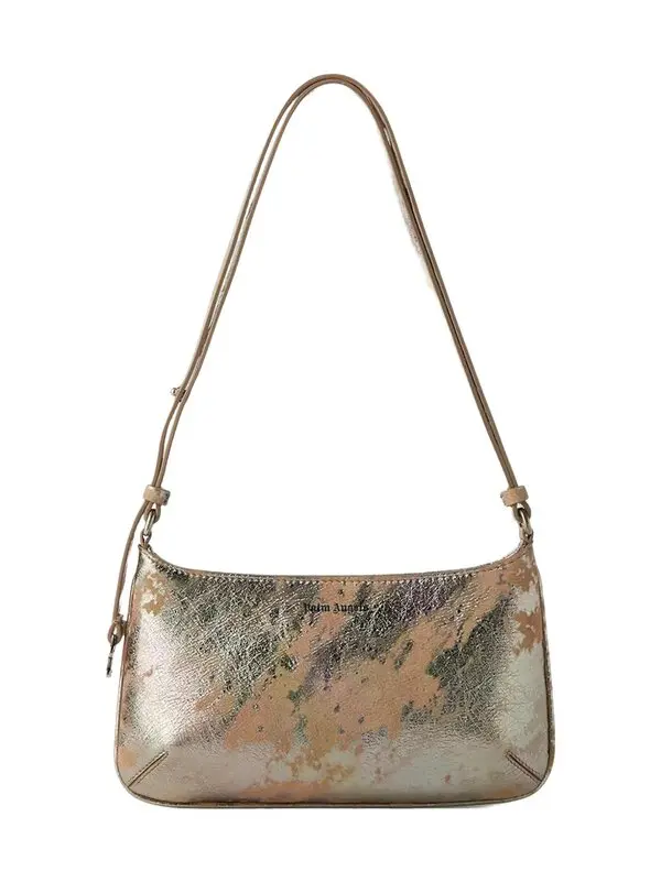 Palm Angels Giorgina Wrinkled Leather Shoulder Bag - Silver