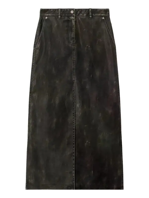 Palm Angels Curved-logo Coated Midi Skirt - Grey