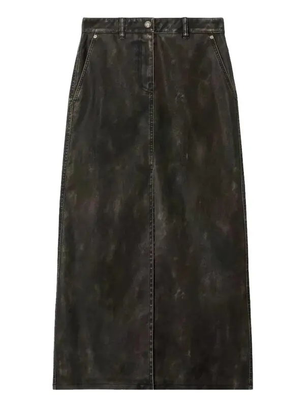 Palm Angels Curved-logo Coated Midi Skirt - Grey