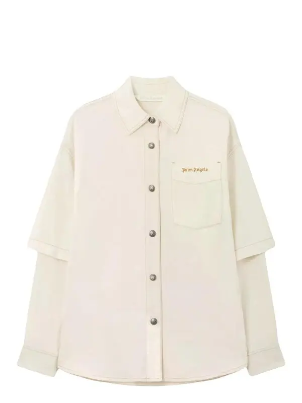 Palm Angels Hybrid Buttoned Overshirt - Neutrals