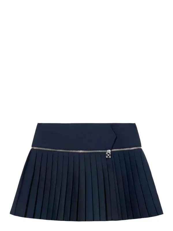 Off-White Pleated Zip Skirt - Blue