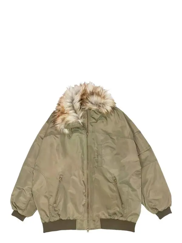 Bimba Y Lola Faux Fur-lined Padded Bomber Jacket - Green