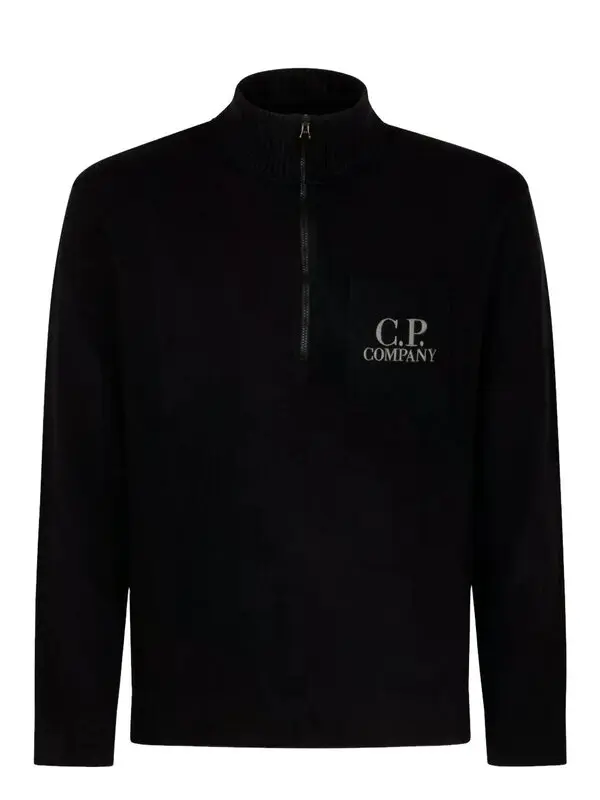 C.P. COMPANY Half-zip Logo-patch Sweater - Black
