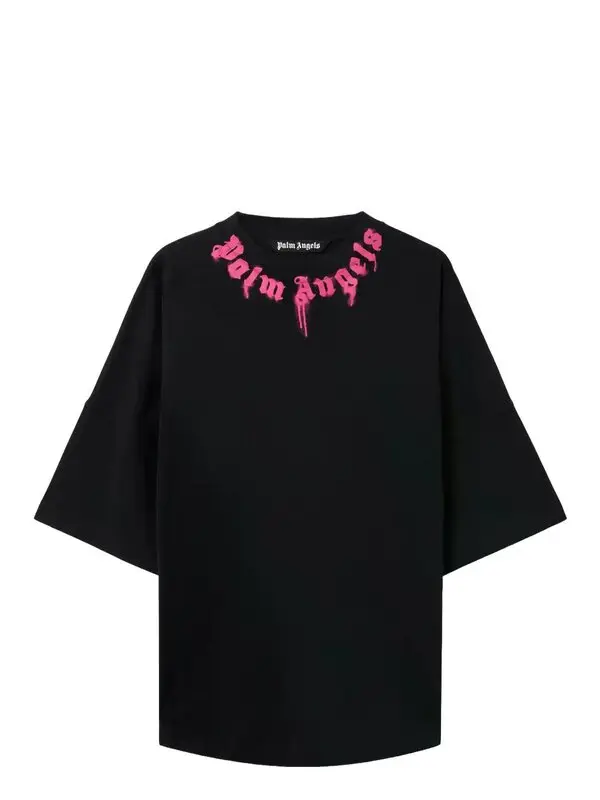 Palm Angels Curved-logo Cotton T-shirt - Black