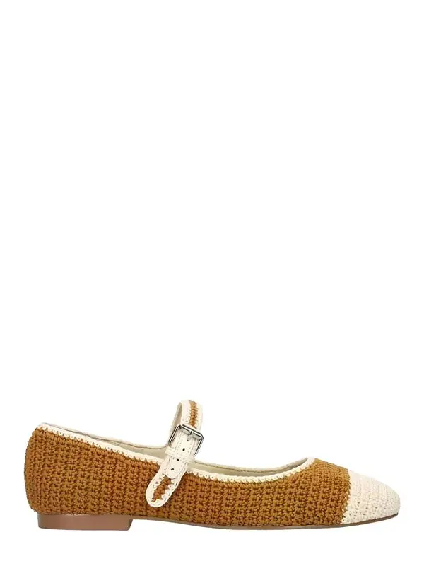 BIBI LOU Crochet Strap Ballerina Flats - Brown