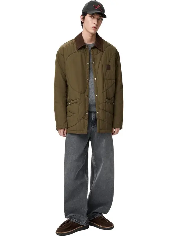 Loewe Padded Overshirt In Technical Shell - Khaki Green