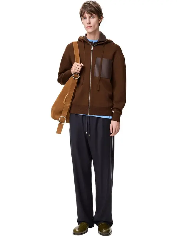 Loewe Zip-up Wool Hoodie - Brown