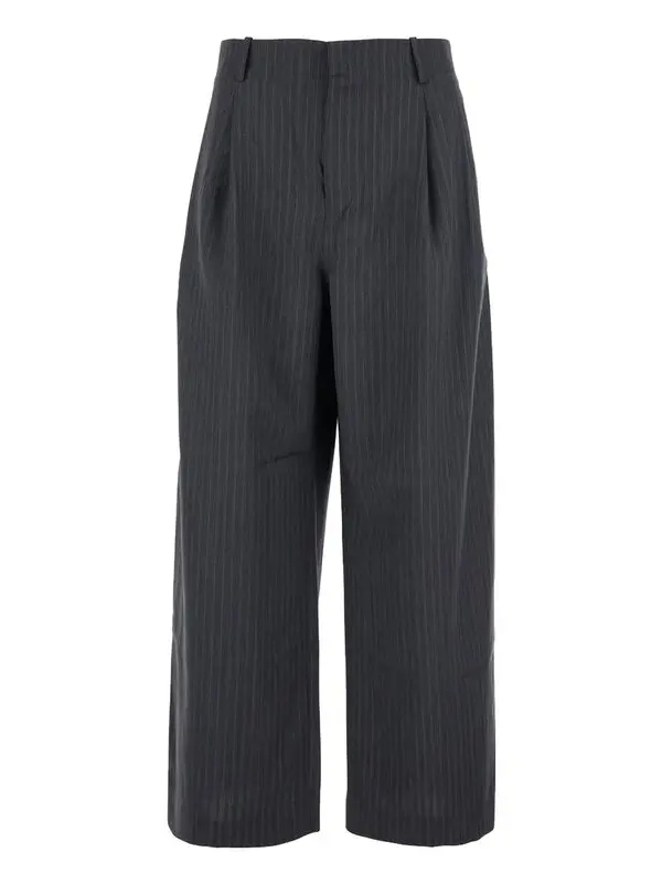 TONYWACK Pinstripe Wool Blend Pants - Grey
