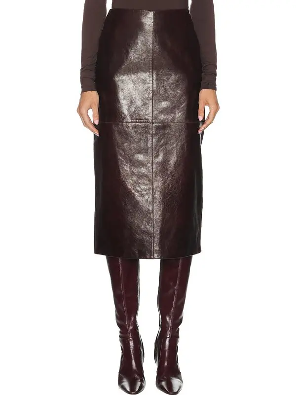 Sportmax Afa Leather Skirt - Bordeaux