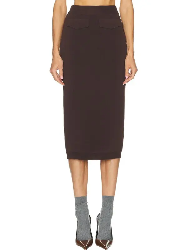 SEROYA Opal Knit Skirt - Slate Brown