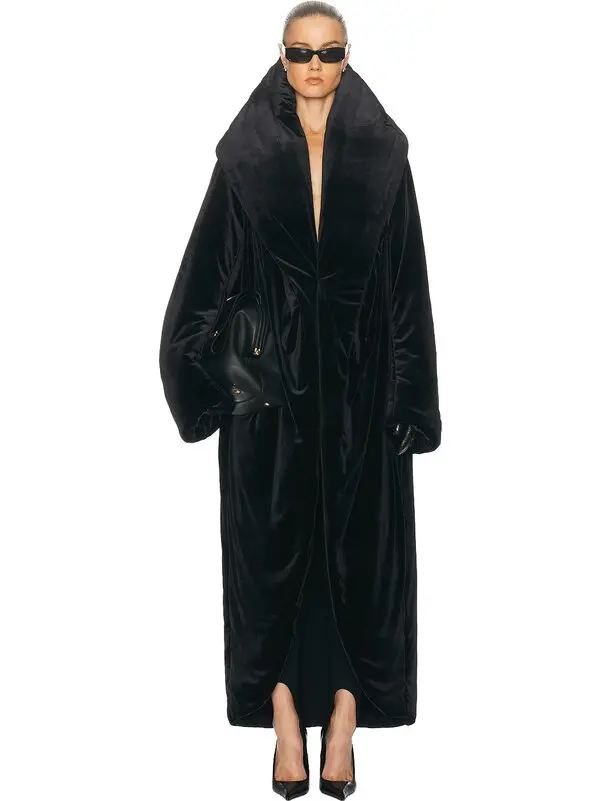 Norma Kamali Oversized Shawl Collar Maxi Coat - Black