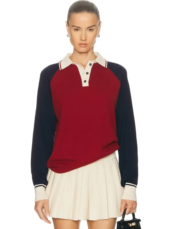 AMIYA Yale Polo Sweater - Red Wine & Blue