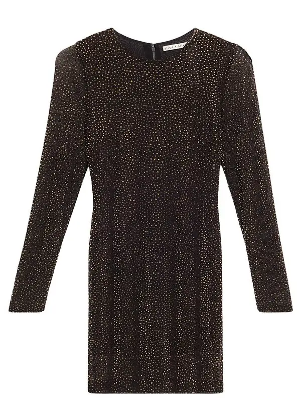 Alice + Olivia Embellished Mini Dress - Black/dorado