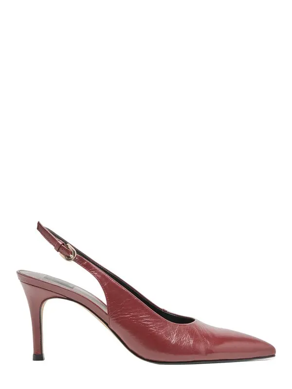 DOLCEVITA Elasi Leather Slingback Heels - Oxblood Crinkle Patent