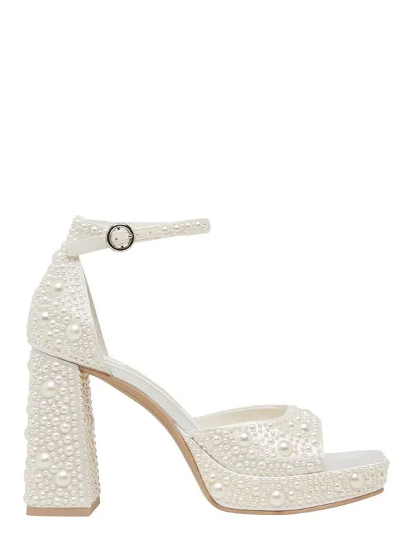 DOLCEVITA Pandro Pearl Platform Heels - True White Satin