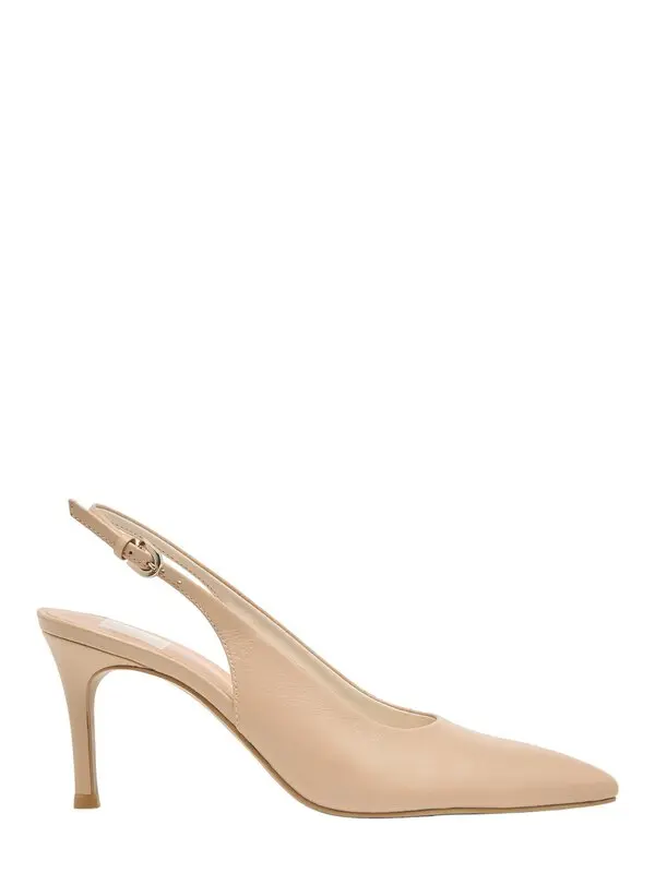 DOLCEVITA Elasi Leather Slingback Heels - Beige Crinkle Patent
