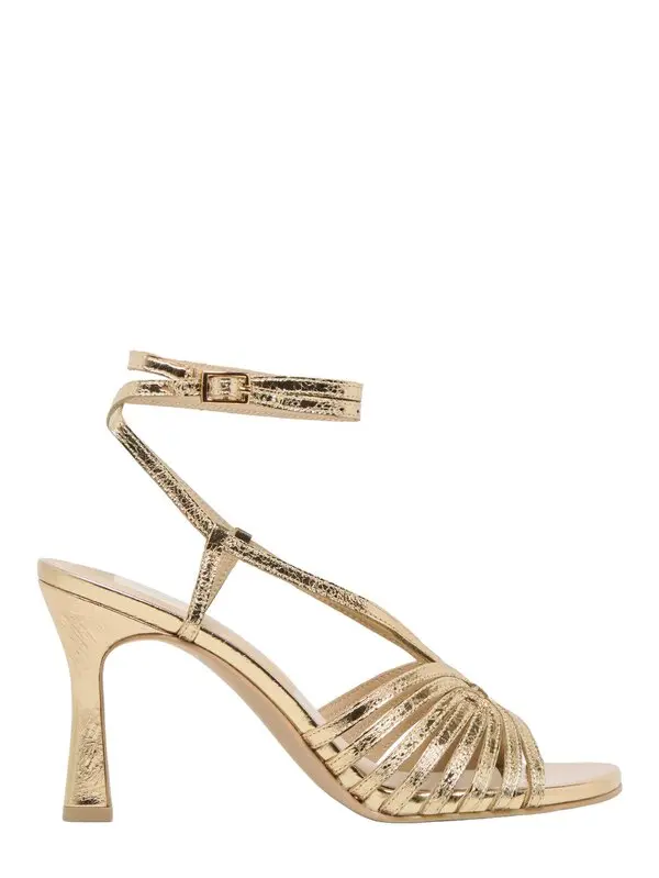 DOLCEVITA Nivana Strappy Stiletto Heels - Gold Distressed Leather