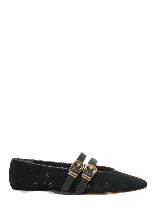 DOLCEVITA Baylee Buckled Ballet Flats - Onyx Perforated Suede