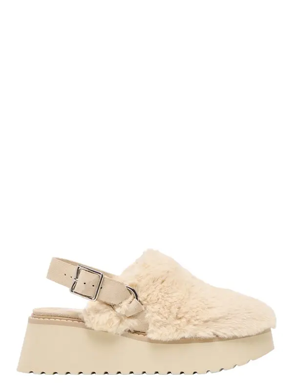 DOLCEVITA Lansy Faux Fur Slingback Clog - Natural Plush