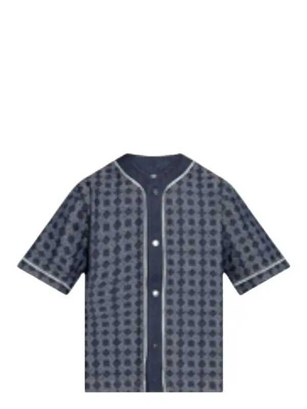 Amiri Ma Quad Denim Baseball Shirt - Raw Indigo