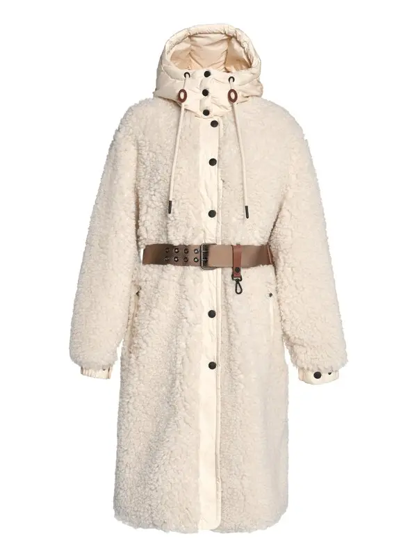 Moncler Blavet Long Teddy Coat - Ivory