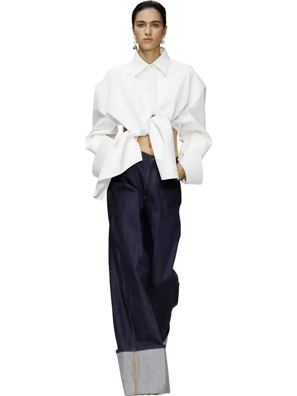 Givenchy Nappa Leather Knot-front Shirt - White