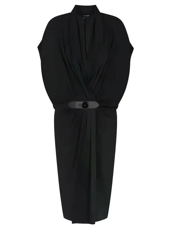 Giorgio Armani Belted Draped Dress - Black