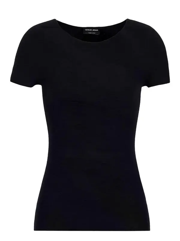 Giorgio Armani Short-sleeved Knitted Top - Blue