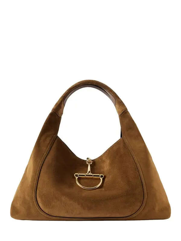 Gucci Softbit Suede Tote - Brown