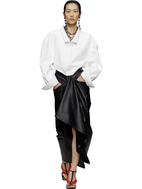 Givenchy Wide-collared Nappa Leather Shirt - White