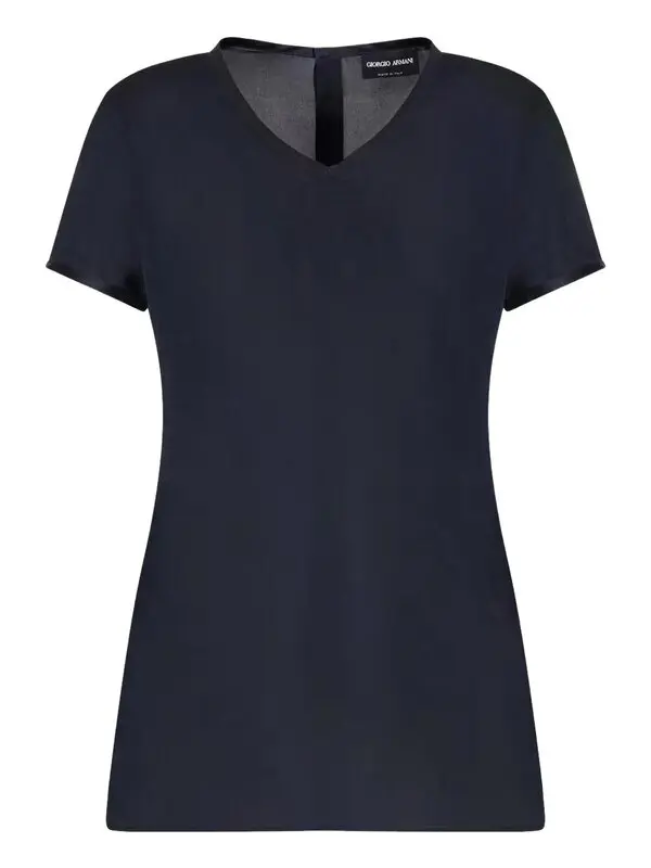 Giorgio Armani V-neck Silk Blouse - Blue