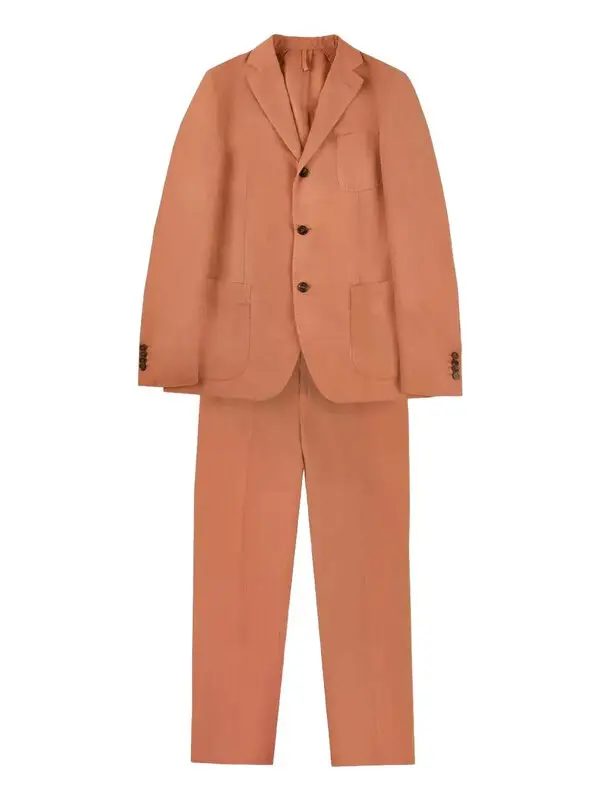Incotex Single-breasted Linen Suit - Brown