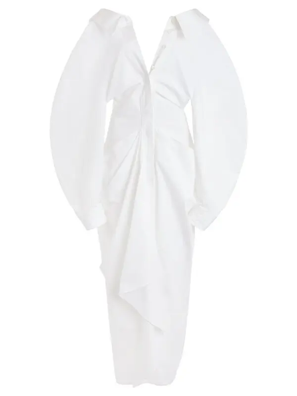 Givenchy Off-the-shoulder Midi Shirt Dress In Cotton Poplin - White