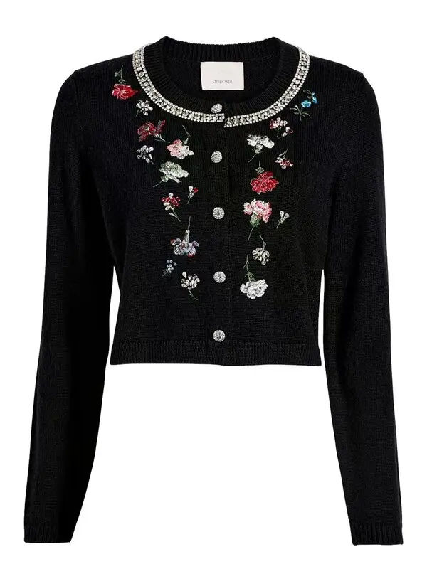 Cinq À Sept Isolde Tumbling-carnation Floral Cardigan - Black