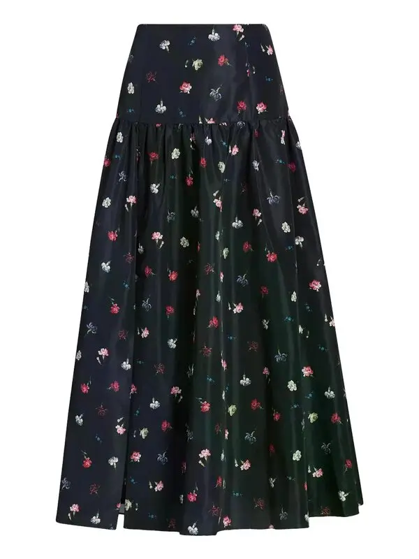 Cinq À Sept Theora Tumbling-carnations Midi Skirt - Black